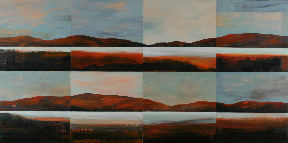 Elizabeth Rees | Bronze & Blue Sequence II | Milford Galleries Queenstown